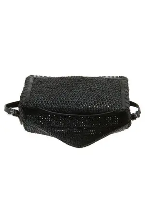 Staud Harlow Raffia Shoulder Bag - Black