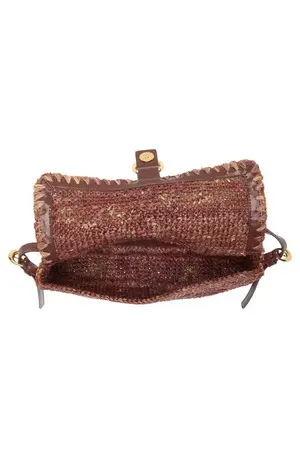 Staud Harlow Raffia Shoulder Bag - Mahogany