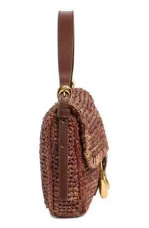 Staud Harlow Raffia Shoulder Bag - Mahogany