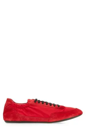 Prada Collapse Mixed Media Low Top Sneaker - Scarlatto