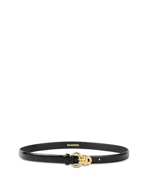 Sandro Slim Leather Belt - Black