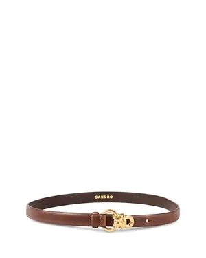 Sandro Slim Leather Belt - Brown