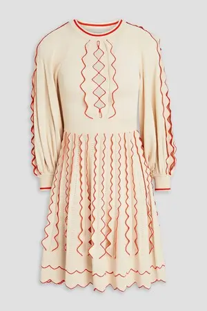 Zimmermann Scalloped Stretch-knit Mini Dress - Cream