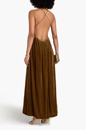 Zimmermann Gathered Velvet Maxi Dress