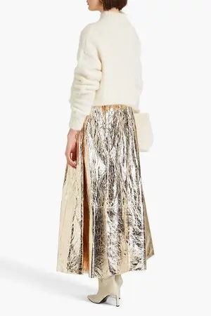 Zimmermann Crinkled Metallic Vinyl Maxi Skirt