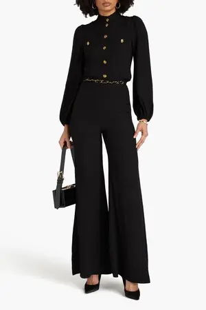Zimmermann Embellished Crepe Flared Pants - Black