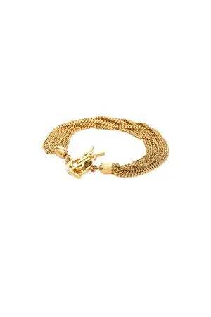 Saint Laurent Multi Chain T Bar Bracelet - Brass Gold