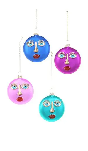 CODY FOSTER & CO Set Of 4 La Face Ornament Assortment In Blue - N,a