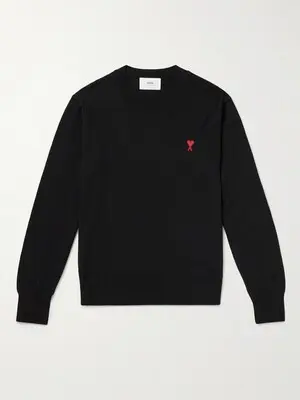 Ami Adc Logo-embroidered Merino Wool Sweater