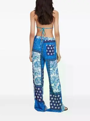 DONDE ESTEBAN Patchwork Print Trousers - Blue