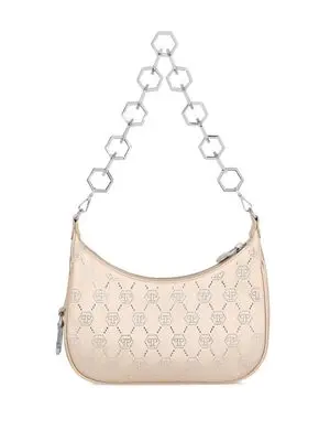 Philipp Plein Rhinestone-embellished Monogram Shoulder Bag - Neutrals
