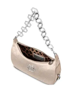 Philipp Plein Rhinestone-embellished Monogram Shoulder Bag - Neutrals