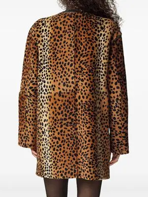 Versace Leopard-print Collarless Coat