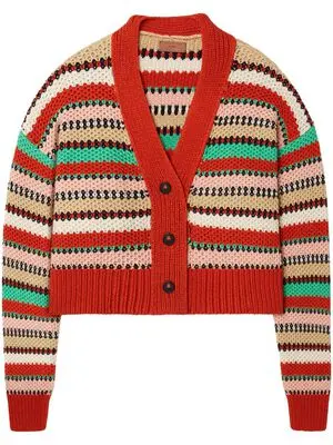 Alanui Striped Cardigan - Red
