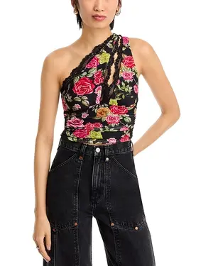 AFRM Delany Floral Print Mesh Top