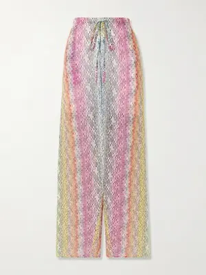 Missoni Mare Striped Cotton And Wide-blend Straight-leg Pants - Multi