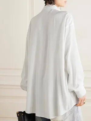 Balenciaga Oversized Embroidered Lyocell Shirt