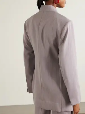 Victoria Beckham Belted Textured-wool Blazer