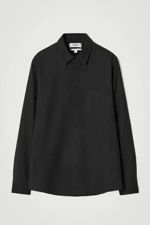 Cos Relaxed Brushed Cotton-blend Shirt - Black