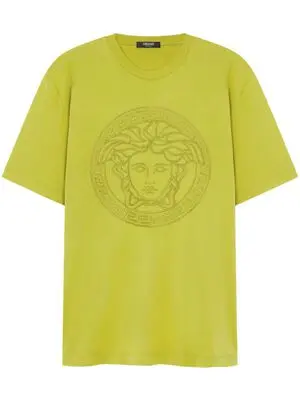 Versace Medusa-embroidered T-shirt - Yellow