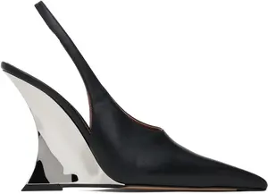 Paris Texas Paris Texas Nina Slingback Heels - Black-silver