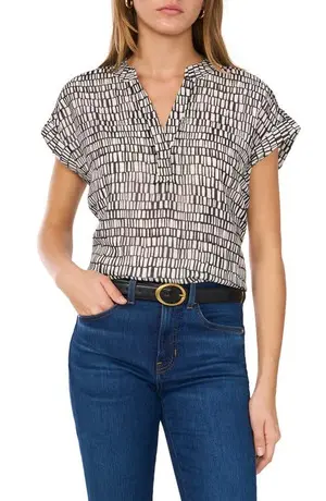 Vince Camuto Abstract Print Top - Rich Black
