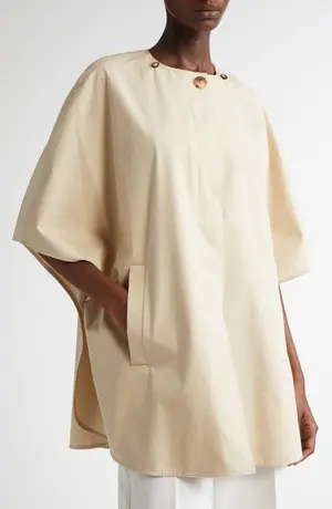 Max Mara Garza Cotton Cape With Removable Scarf