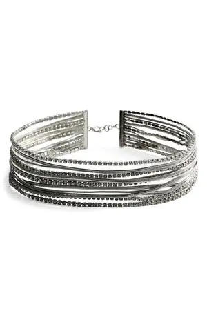 Mango Combined Crystal Choker Necklace - Silver
