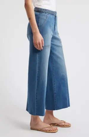 1822 Denim Raw Hem High-waist Wide-leg Jeans