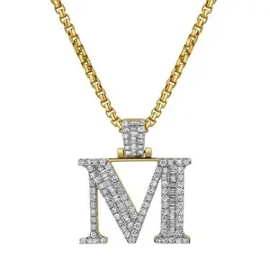 LUVMYJEWELRY M Initial Diamond Pendant - 10k Yellow Gold
