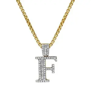 LUVMYJEWELRY Diamond "f" Initial Pendant - 10k Yellow Gold