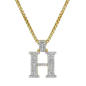 LUVMYJEWELRY H Initial Diamond Pendant - 10k Yellow Gold