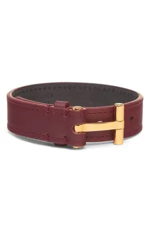 TOM FORD Smooth Leather T Bracelet - 1r011 Oxblood