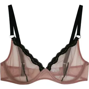 Fleur Du Mal Sheer Tulle Demi Bra - Petal