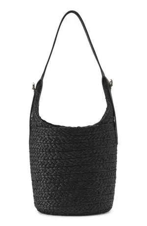Helen Kaminski Nisida Raffia Bucket Bag - Charcoal/ Black