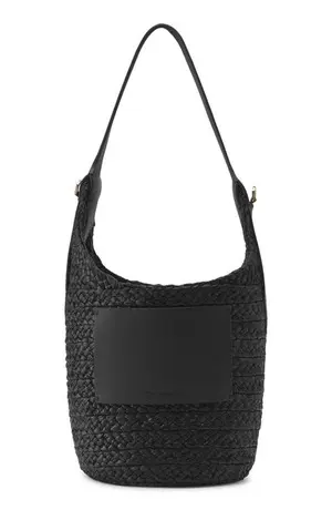 Helen Kaminski Nisida Raffia Bucket Bag - Charcoal/ Black