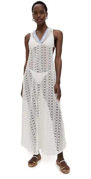 HOUSE OF AAMA Lace Crochet Maxi Dress - White