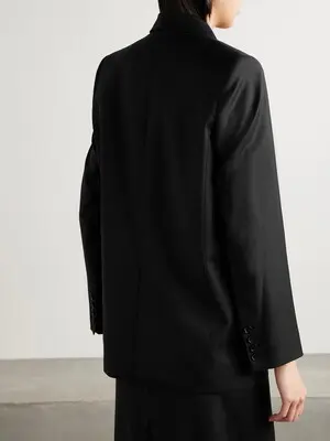 BEARE PARK Double-breasted Wool-twill Blazer - Black