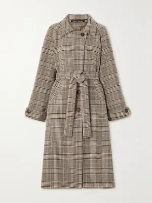 KASSL EDITIONS Checked Wool-blend Belted Coat