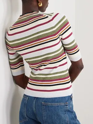 Veronica Beard Kavya Striped Ribbed-knit Sweater