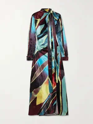 Christopher John Rogers Pussy-bow Cutout Printed Maxi Dress - Multi