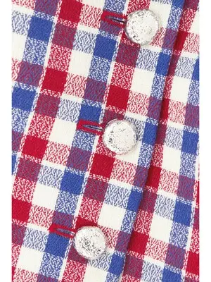 Alessandra Rich Cropped Checked Tweed Jacket