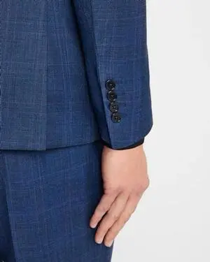 Emporio Armani Apos;s Micro-plaid Wool-blend Suit - Blue