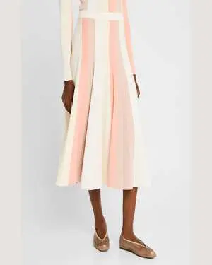 3.1 Phillip Lim Color Block Knit Midi Skirt - Ivory Multi