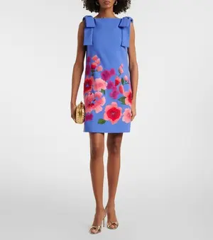 Carolina Herrera Floral Embroidered Crepe Minidress