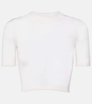 Alaïa Cropped Cashmere Top - White