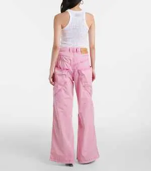 Attico Mid-rise Wide-leg Canvas Pants - Pink