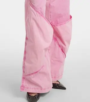 Attico Mid-rise Wide-leg Canvas Pants - Pink