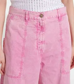 Attico Mid-rise Wide-leg Canvas Pants - Pink