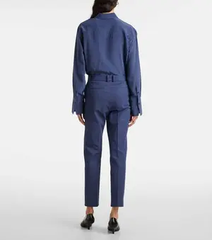 JOSEPH Coleman Cropped Gabardine Slim Pants - Blue